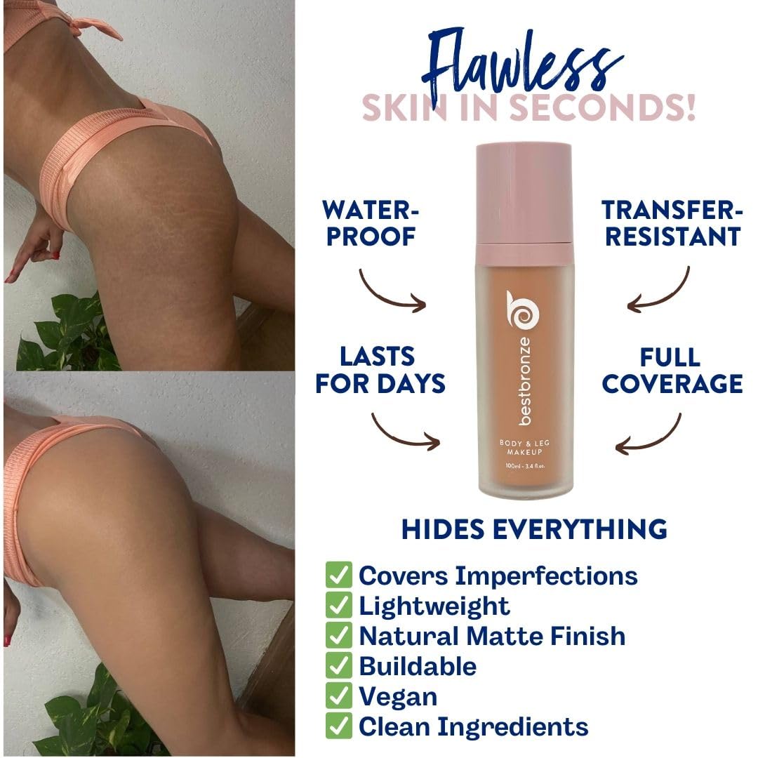 Best Bronze Bombshell Body and Leg Makeup Waterproof - Full Coverage Foundation and Concealer Makeup to Cover Scars, Bruises, Tattoos, Vitiligo, And More