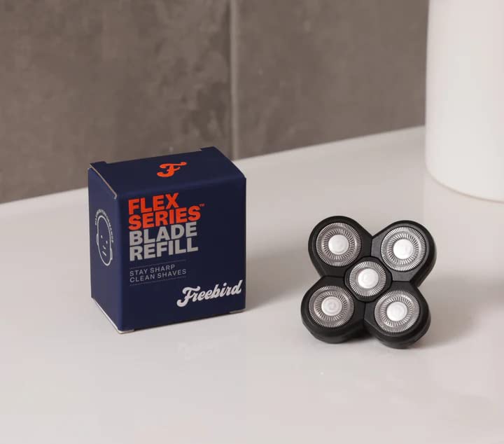 FlexSeries Blade Refills - 5-Head ScalpSafe Anti-Nick Blades, Waterproof Rotary Replacement Blades for FlexSeries Head Shaver from Freebird