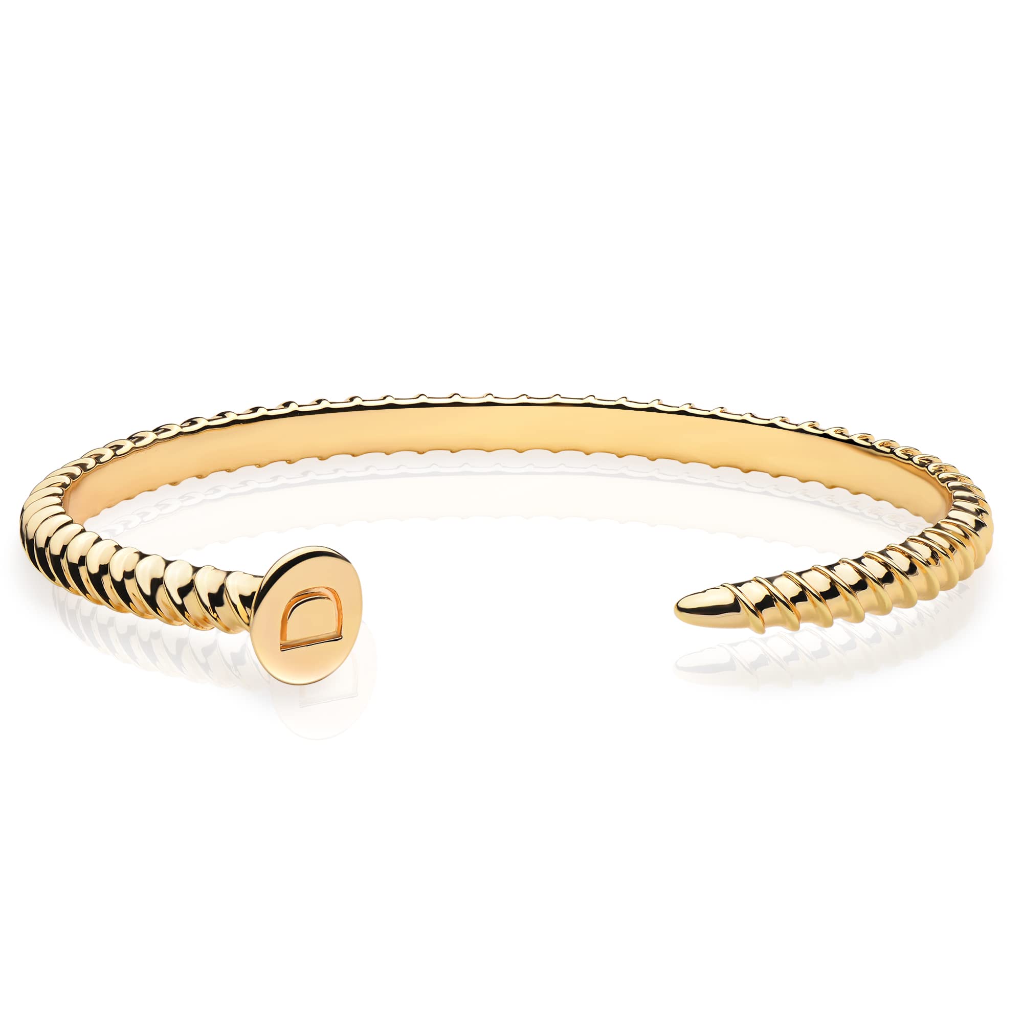 Bemoly Nail Bracelet for Women 14K Gold Plated Screw Initial Cuff Bracelet Inspirational Adjustable Bangle Jewelry