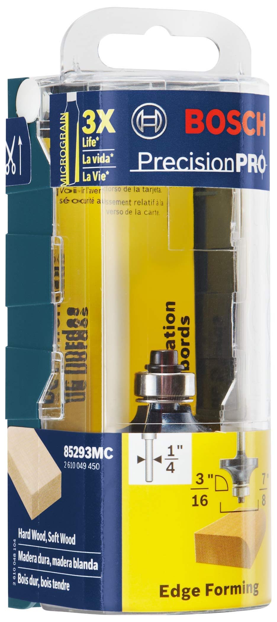 BOSCH 85293MC 3/16 In. x 1/2 In. Carbide-Tipped Roundover Router Bit
