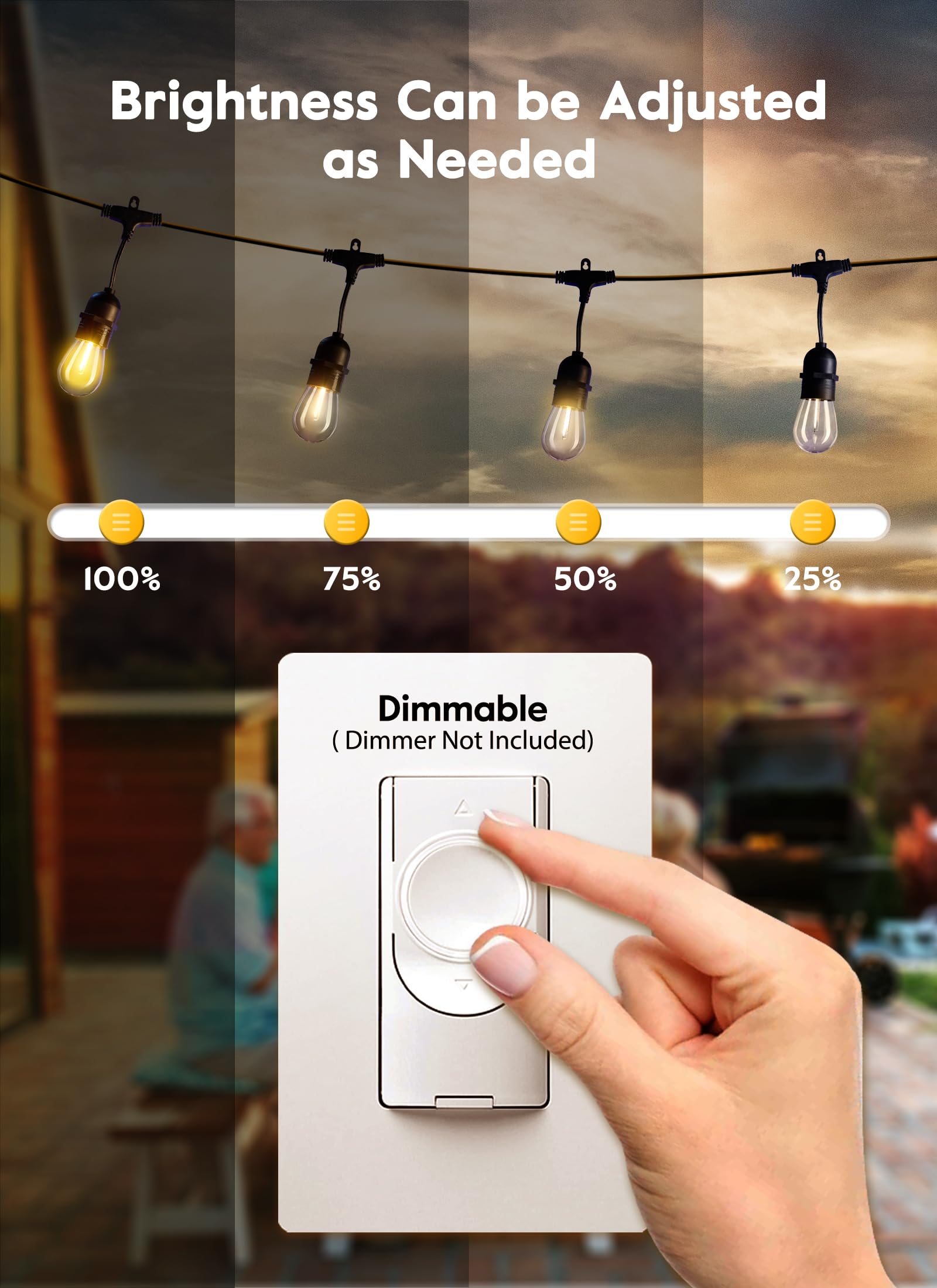 Brightown Shatterproof LED S14 Replacement Light Bulbs-E26 E27 Medium Screw Base Edison Bulbs Equivalent to 11 W, Fits for Commercial Outdoor Patio Garden Vintage Lights, 25-Pack, Warm White