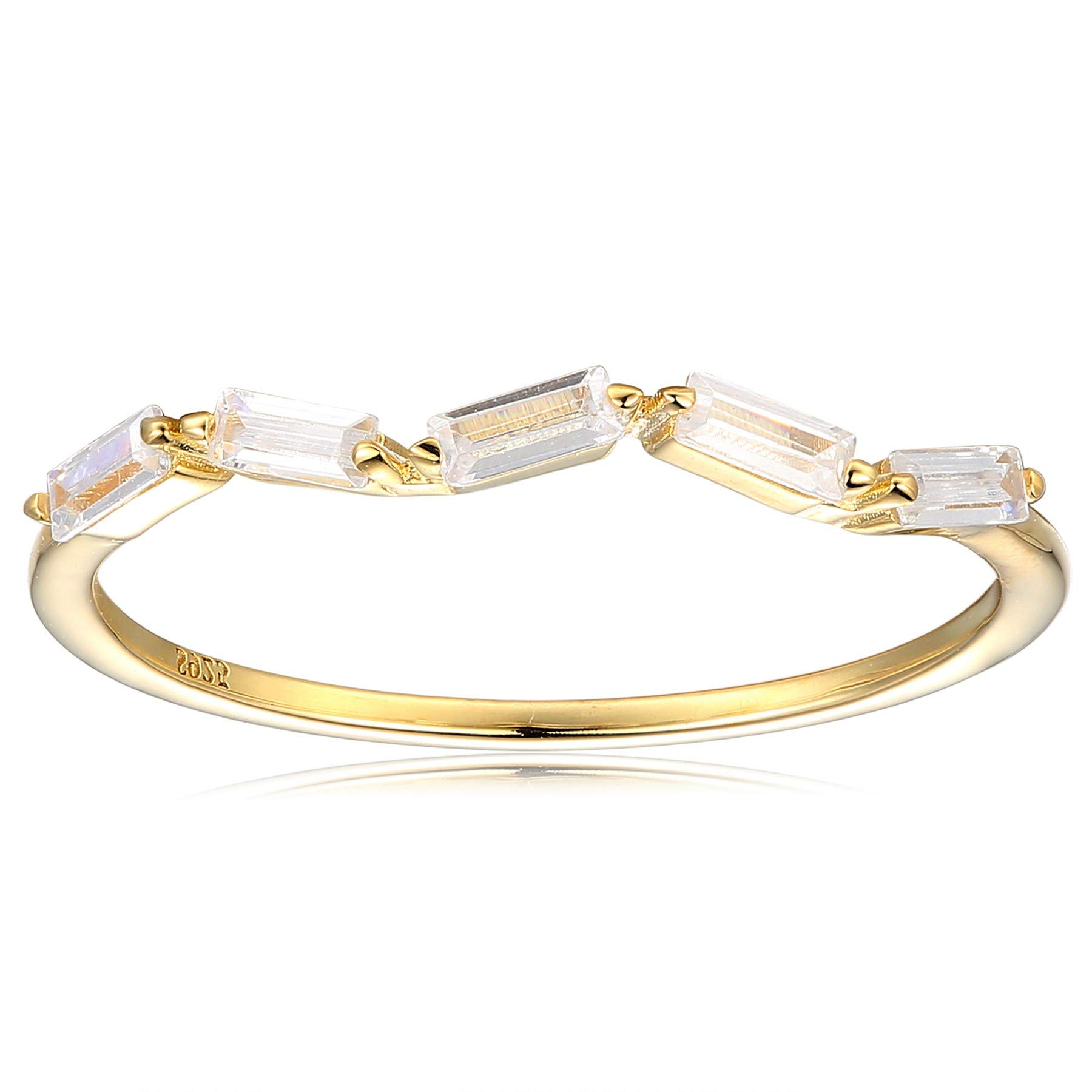 BLOSSOM & HUE Mini Baguette Eternity Band | Hypoallergenic 18K Gold Plated .925 | Dainty Gold Ring | Cluster CZ Baguette Stacking Ring