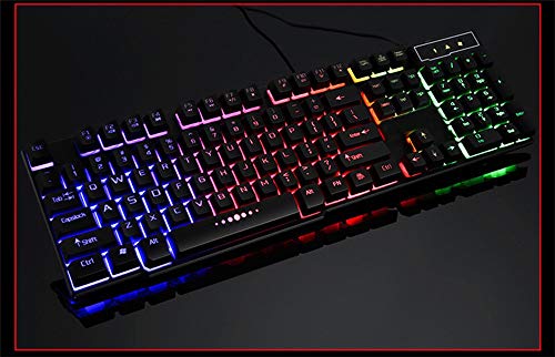 Colorful PC Crack Illuminated Wired Rainbow Keyboard Backlit LED USB Gaming Keyboard