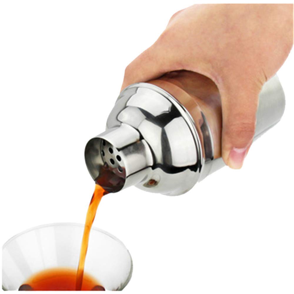 Delidge Small Cocktail Shaker Mini Martini Shaker Stainless Steel Drink Shaker with Strainer and Lid Top, Single Martini(250ml+350ml)