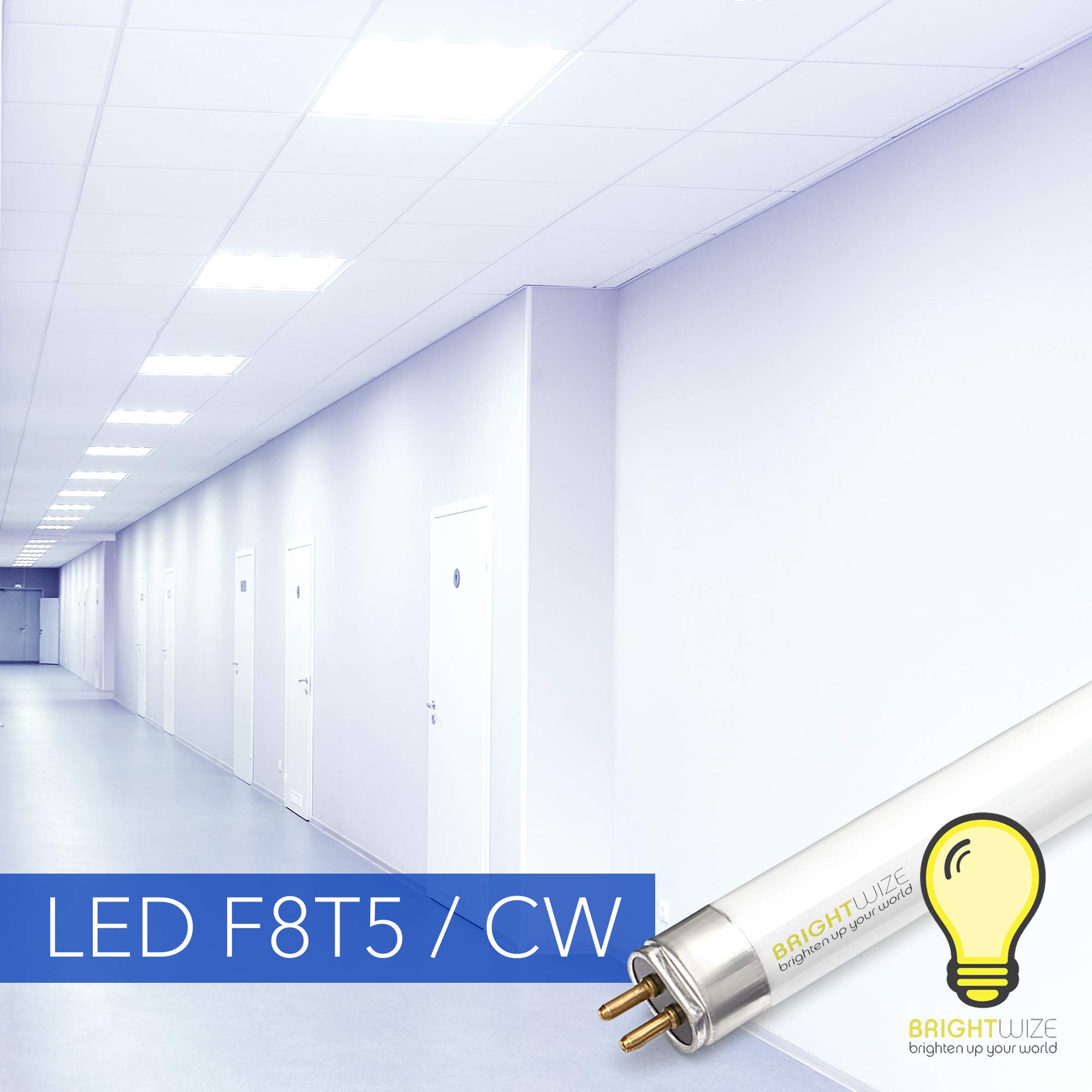 BrightWize F8t5ww LED Replacement F8t5 LED 5 Watts 500 Lumens Warm White 3000k F8 T5 Pack of 3 Bulbs
