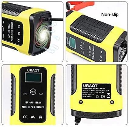 Car Battery Charger, 12V 6 Amp Intelligent Fully Automatic Battery Charger/Maintainer, with LCD Screen Display, Impulse Repair, 3 Stage Charging, Summer and Winter Mode- US Plug