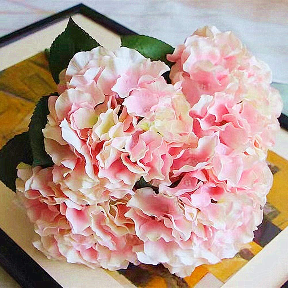 Jasion Artificial Flowers Fake Hydrangeas Flowers 5 Heads Silk Bouquet for Office Home Party Wedding Bridal Decoration