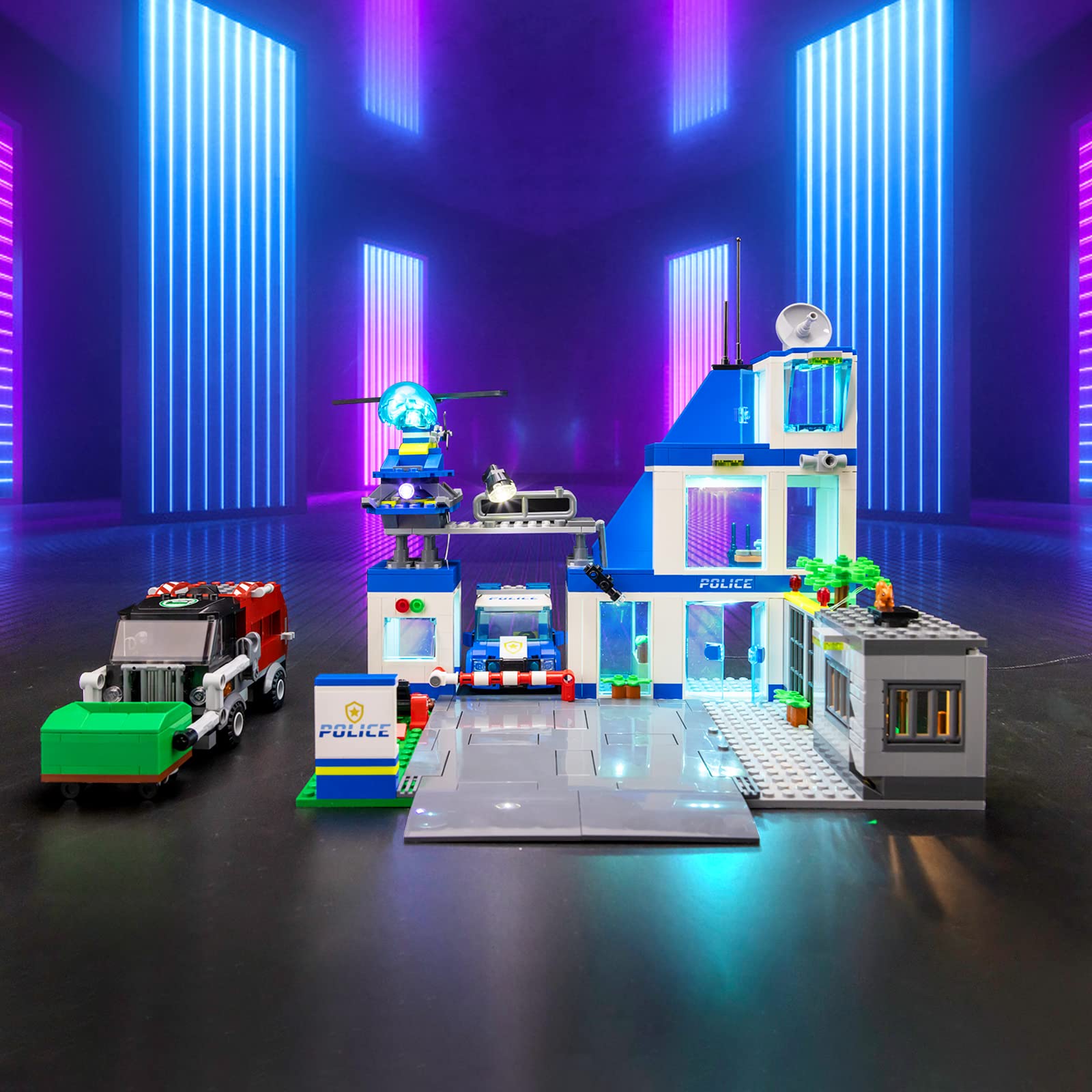 Bourvill LED Lights Kit for City Police Station 60316 - Lights Set Compatible with Lego 60316 Set -Classic Version (Lights Kit without Model)