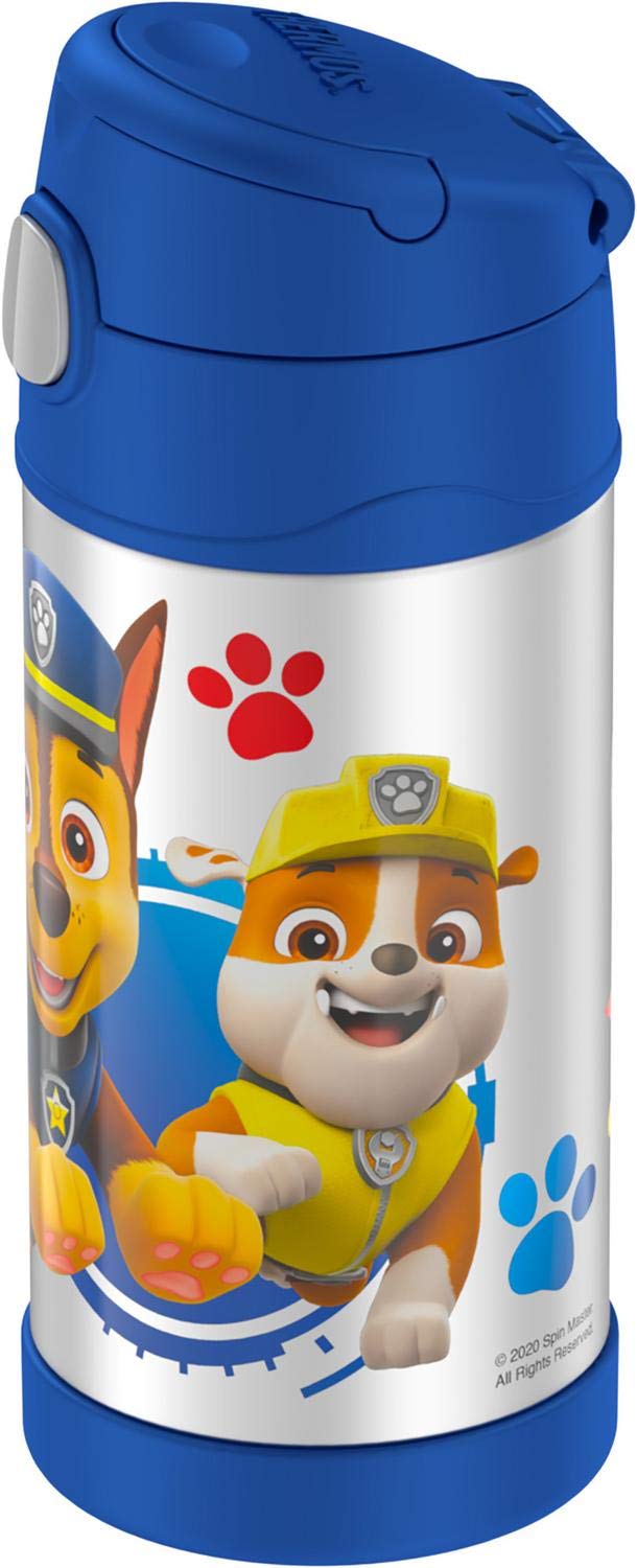 THERMOS FUNTAINER 12 Ounce Stainless Steel Vacuum Insulated Kids Straw Bottle, Paw Patrol