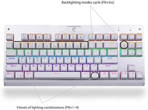Chuangquan Z-77 Mechanical Wired Gaming Keyboard, Black Switch, Rainbow LED Backlit, Water Resistant, for Windows PC and Laptop