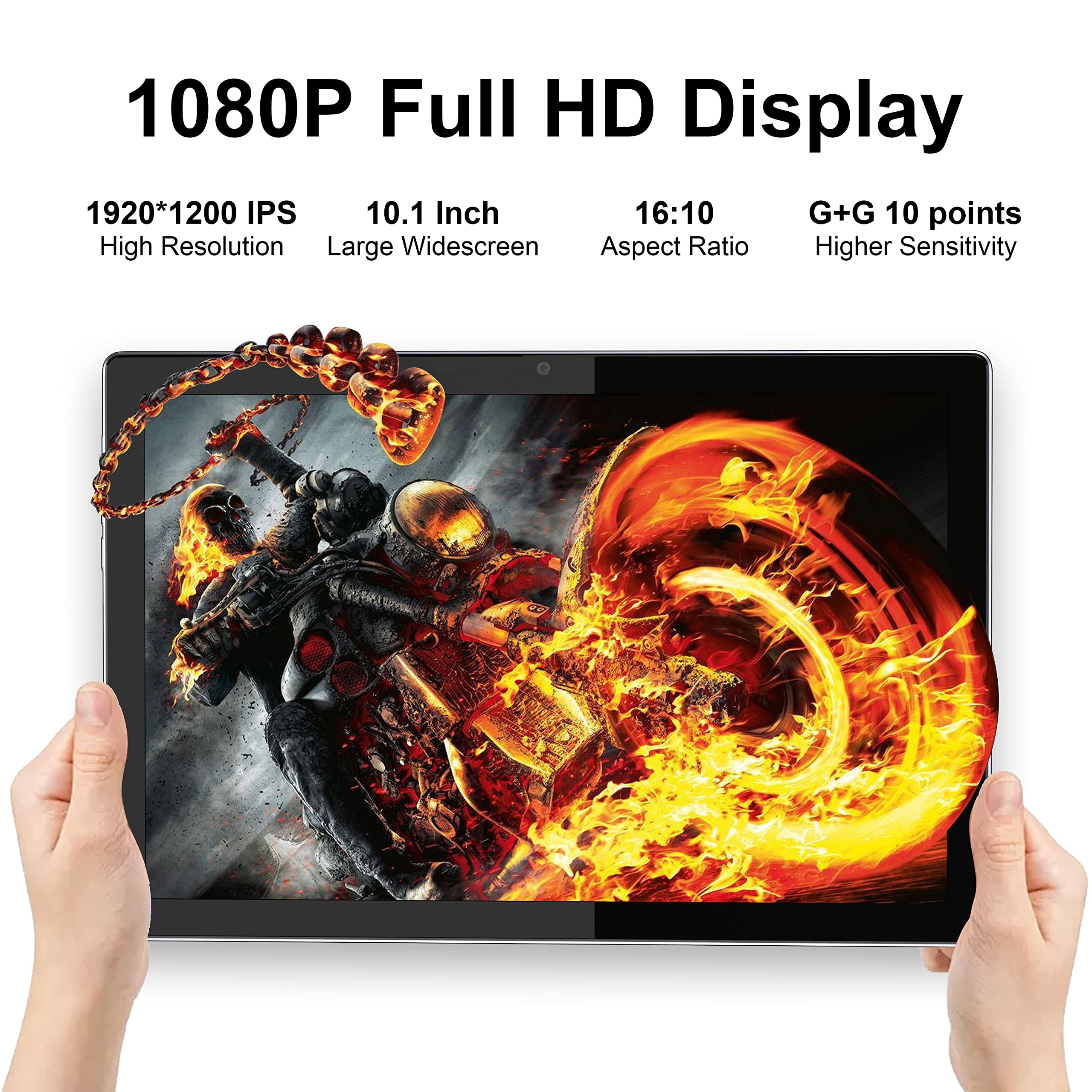 BYYBUO Tablet 10.1 inch, 2 in 1 Android 12 Tablets with Keyboard Case, 4GB+128GB,1920x1200 FHD Display,7000mAh Battery,Octa-Core Processor,5G+2.4G WiFi,Bluetooth,GPS,FM,Metal Body (2023 Newest)