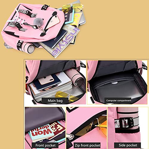 HANXIUCAO Kids Backpack Large Capacity Girls Backpack Teen Rucksack Female College Student Locked Schoolbag Anti-Theft Backpack with USB Charging Port (yellow)