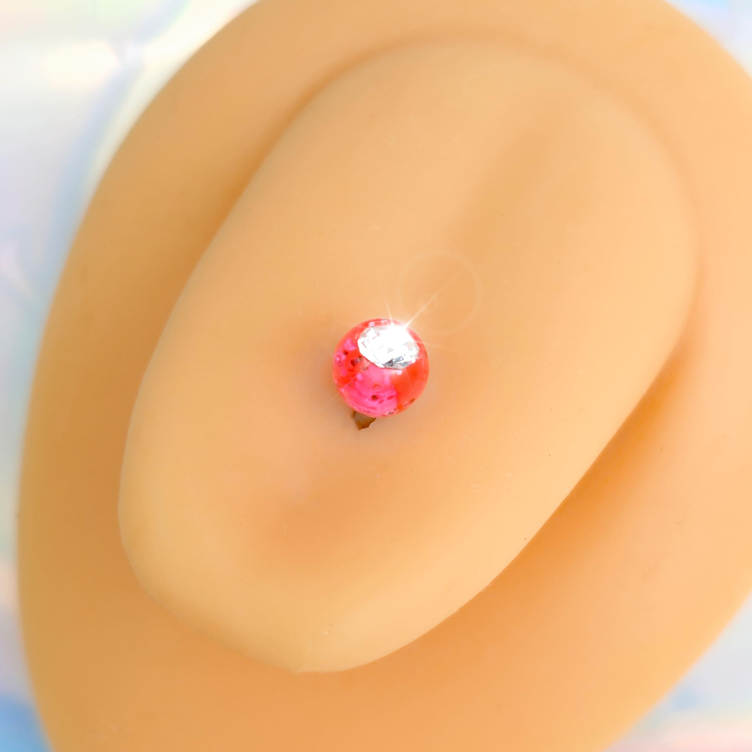 Body Candy Single Shocking Pink Glitter Barbell Tongue Ring
