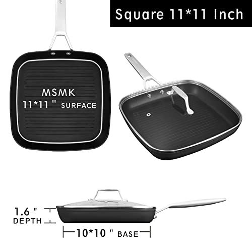 MSMK 11 Piece Induction Pots and Pans Cookware Set, Each Ridge Nonstick, Oven Safe to 700 ℉, PFOA Free Non-Toxic