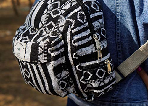 Generic Set Of Mini Backpack Pen case Coin Purse Hemp University Light Weight Backpack For Girl Black and White Small Small Backack