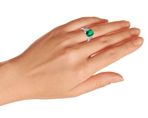 Bling Jewelry Art Deco Style 5CT Cubic Zirconia CZ Cocktail Pave Rectangle Green Simulated Emerald Cut Statement Engagement Ring For Women .925 Sterling Silver