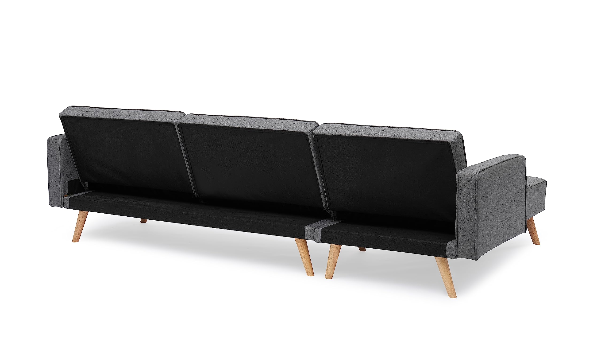 Eafurn L-Shaped Sectional Sofa with Adjustable Backrest and Chaise Lounge,3 Seat Upholstered Sleeper Futon Couch with Solid Wood Legs, Left Hand Facing Tufted Seater Sofa & Couch with 5 Pillows