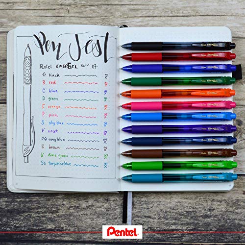 Pentel BL107C EnerGel X Roller Ball Retractable Gel Pen, Blue Ink, Medium, Dozen (BL107-C)