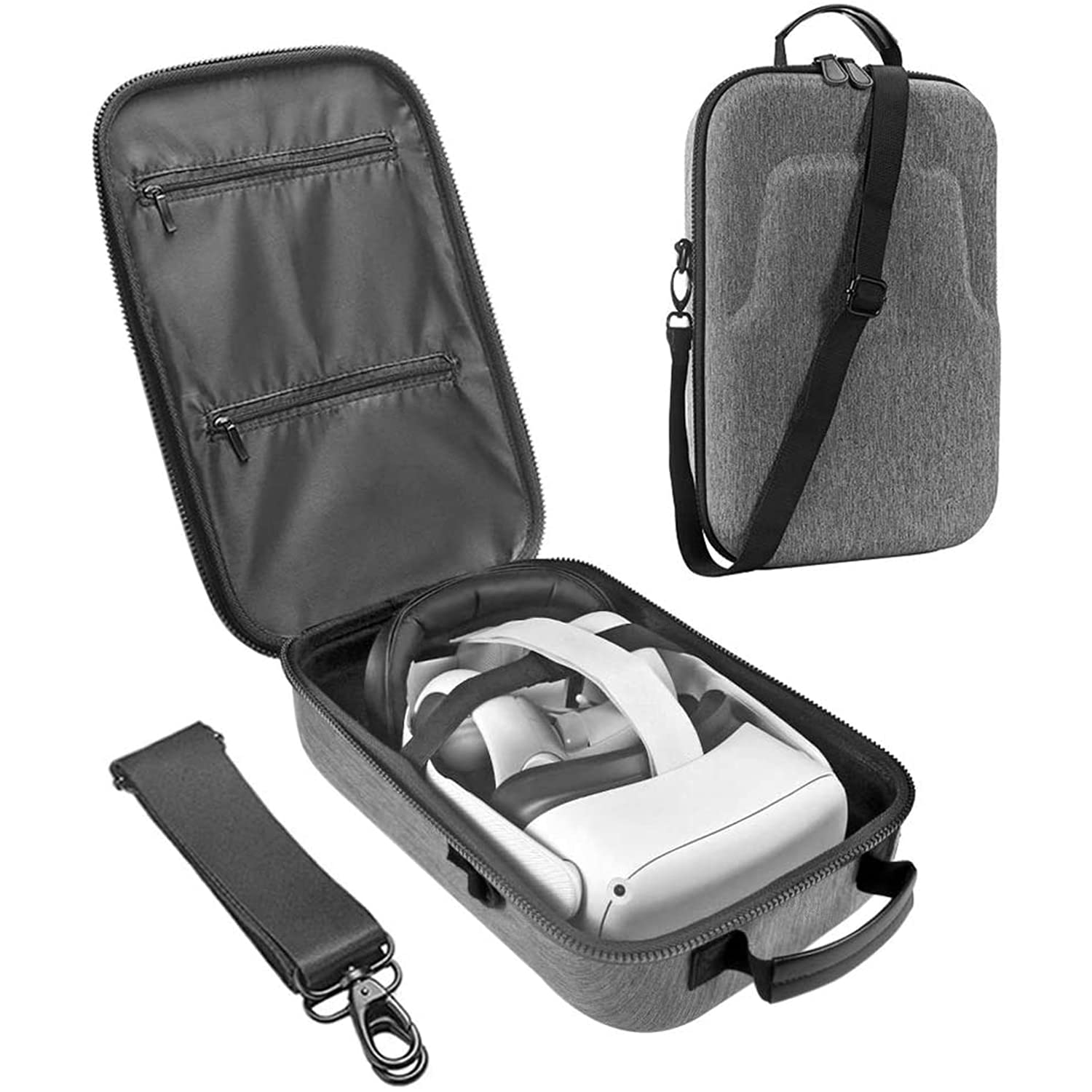 Spiido [2023 Upgrade] Hard Travel Case for Oculus Quest 2 /Oculus Quest VR Gaming Headset and Controllers Accessories Waterproof Shockproof Carrying Case (Gray)