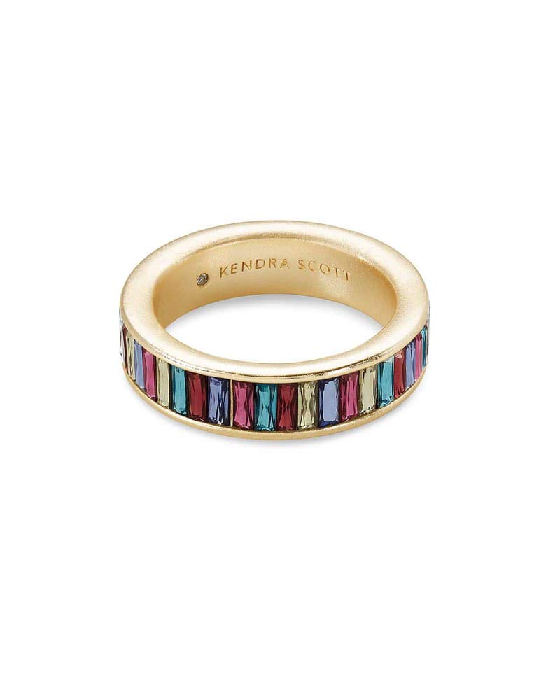 Kendra Scott Jack Gold Band Ring in Multi Crystal, Size 6