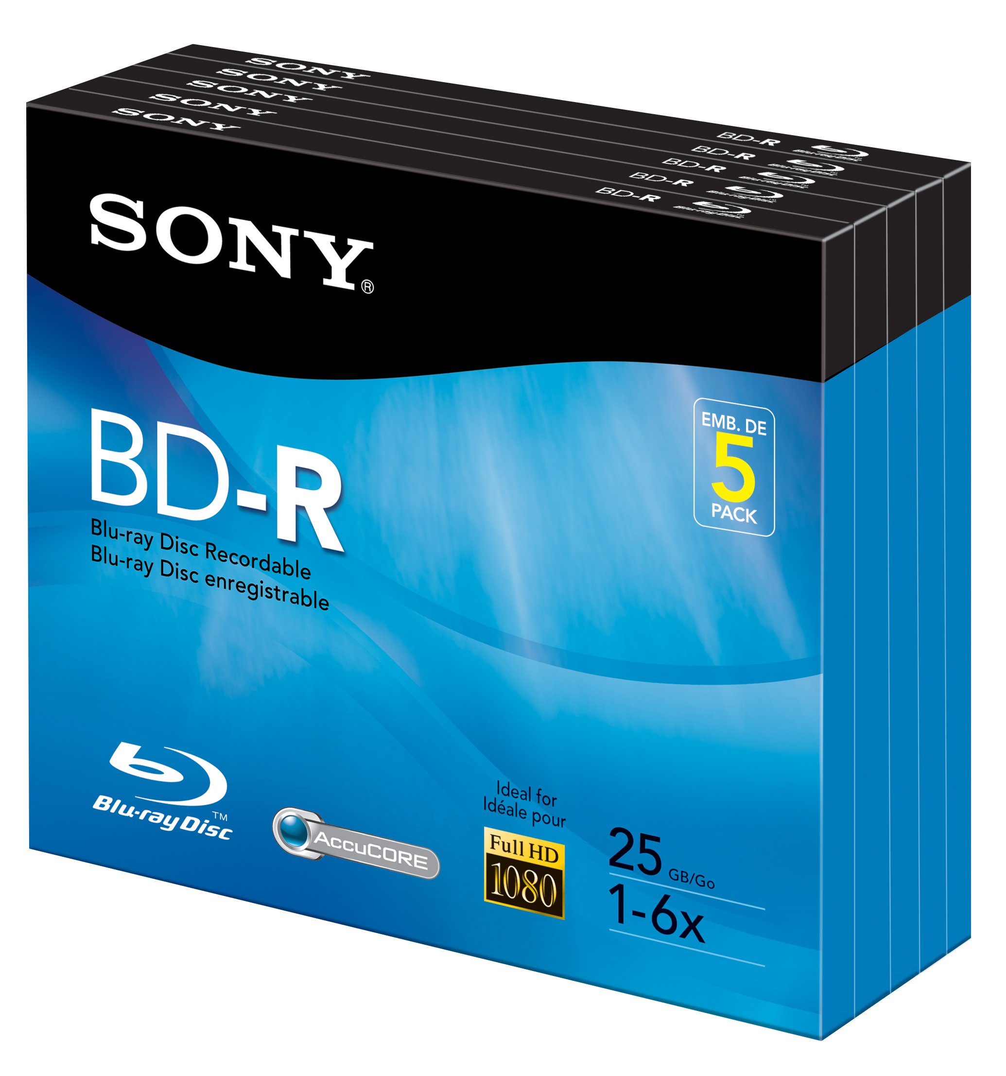 Sony 5BNR25R3H 6x 25GB Recordable Blu-Ray Disc - 5 Pack