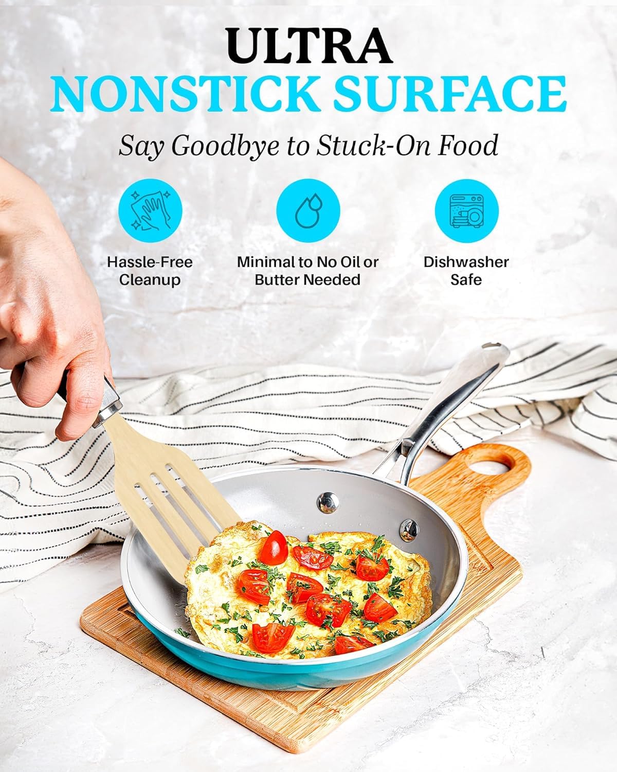 Gotham Steel Aqua Blue Pots and Pans Set, 12 Piece Nonstick Ceramic Cookware, Includes Frying Pans, Stockpots & Saucepans, Stay Cool Handles, Oven & Dishwasher Safe, 100% PFOA Free, Turquoise