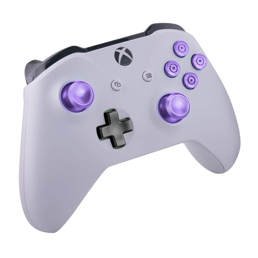 Metal Thumbsticks Joysticks for Xbox One Controller, Aluminum Alloy ABXY Bullet Buttons Analog Grip Replacement Parts for Xbox One S/X/Series X Controllers with Installation Tool(Purple)