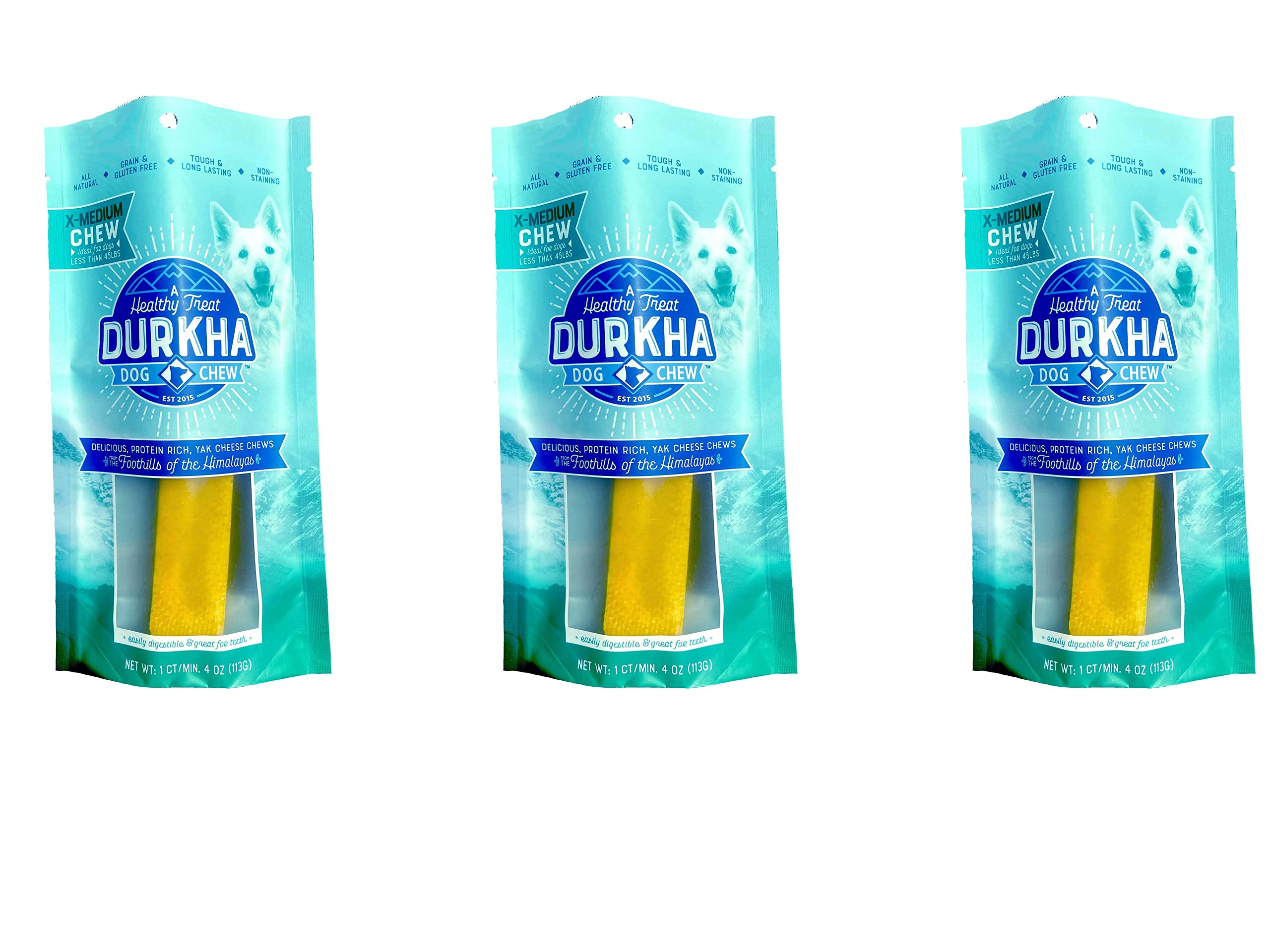 Durkha Himalayan Cheese Chews for Dogs | Natural Long Lasting Dog Chew Made from Yak or and Cow Milk | Great for Aggressive Chewers | Does Not Stain Carpets or Furniture. (3 Pack)