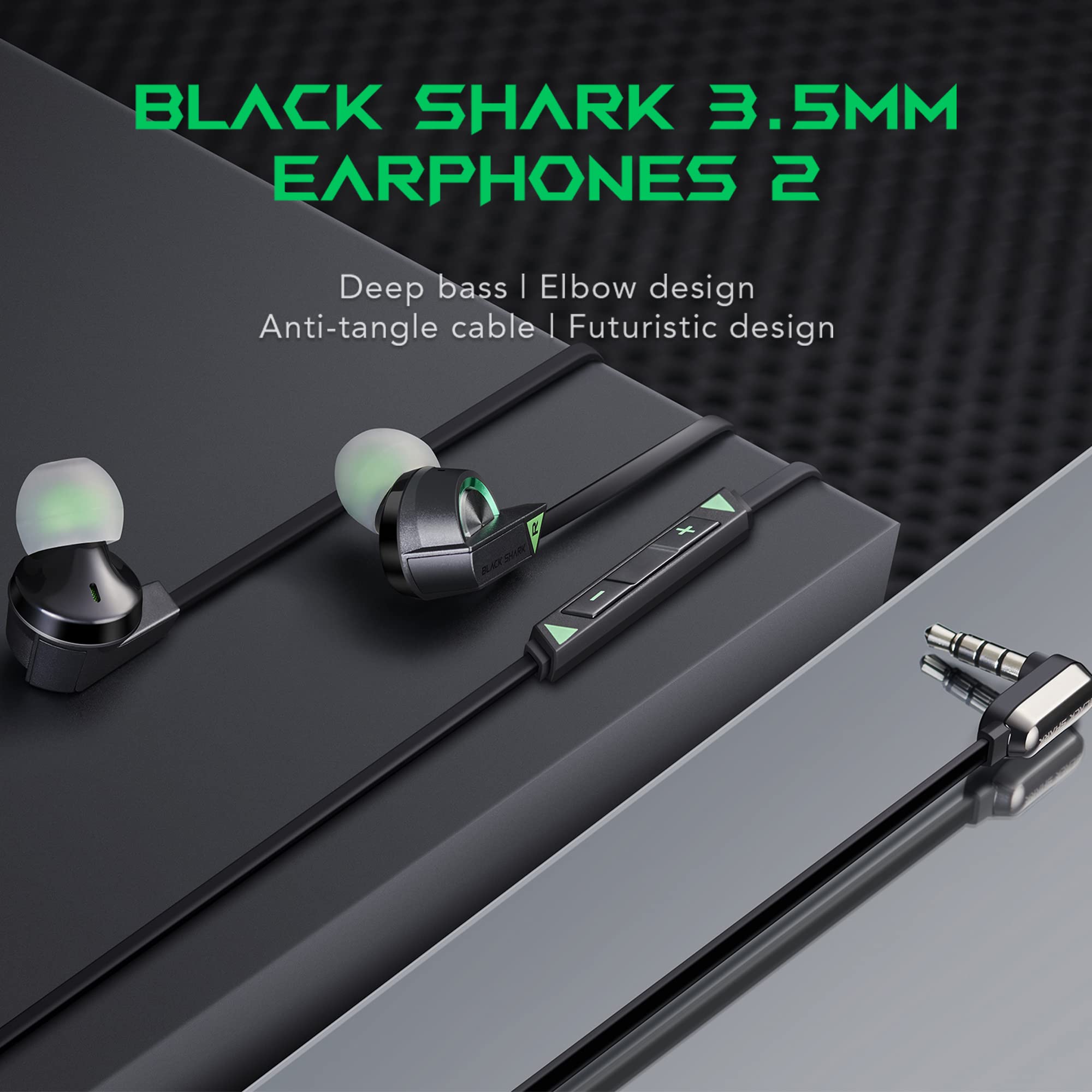 Black Shark Ear Buds Wired Earphones, 3.5mm Earbuds Headphones, Deep Base Noise Isolating Gaming Earbuds with Microphone & Volume Control, Compatible with iPad, Laptop, PC and Phone (Black)
