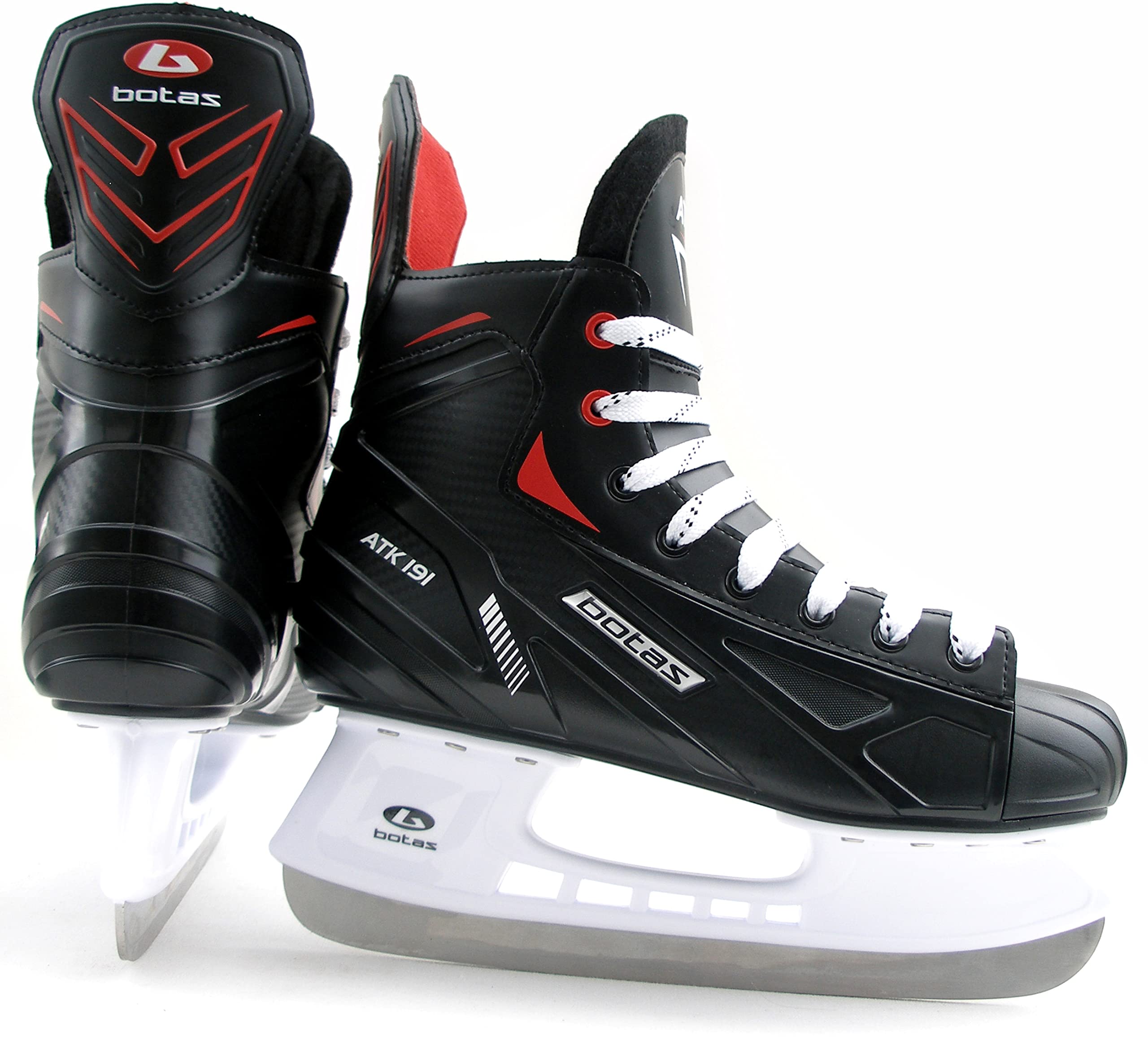 Botas - ATTACK 191 - Men's Ice Hockey Skates | Made in Europe (Czech Republic) | Color: Black/Red/White, Men's 12