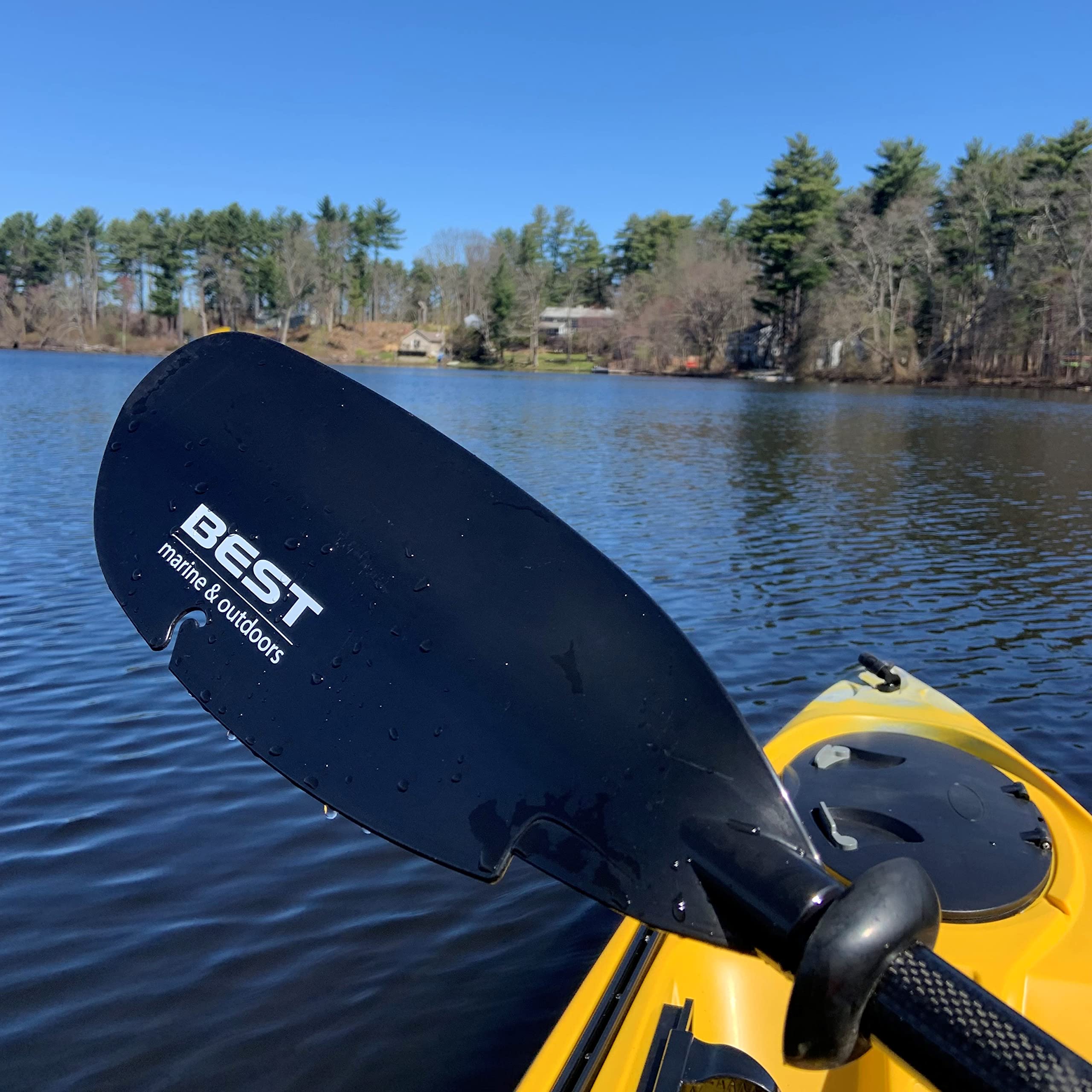 Best Marine and Outdoors Kayak Fishing Paddle, Adjustable 250cm Carbon Fiber Angler Oar with ABS Blades, 34oz Lightweight, 2 Piece Kayaking Accessories with 5ft Leash
