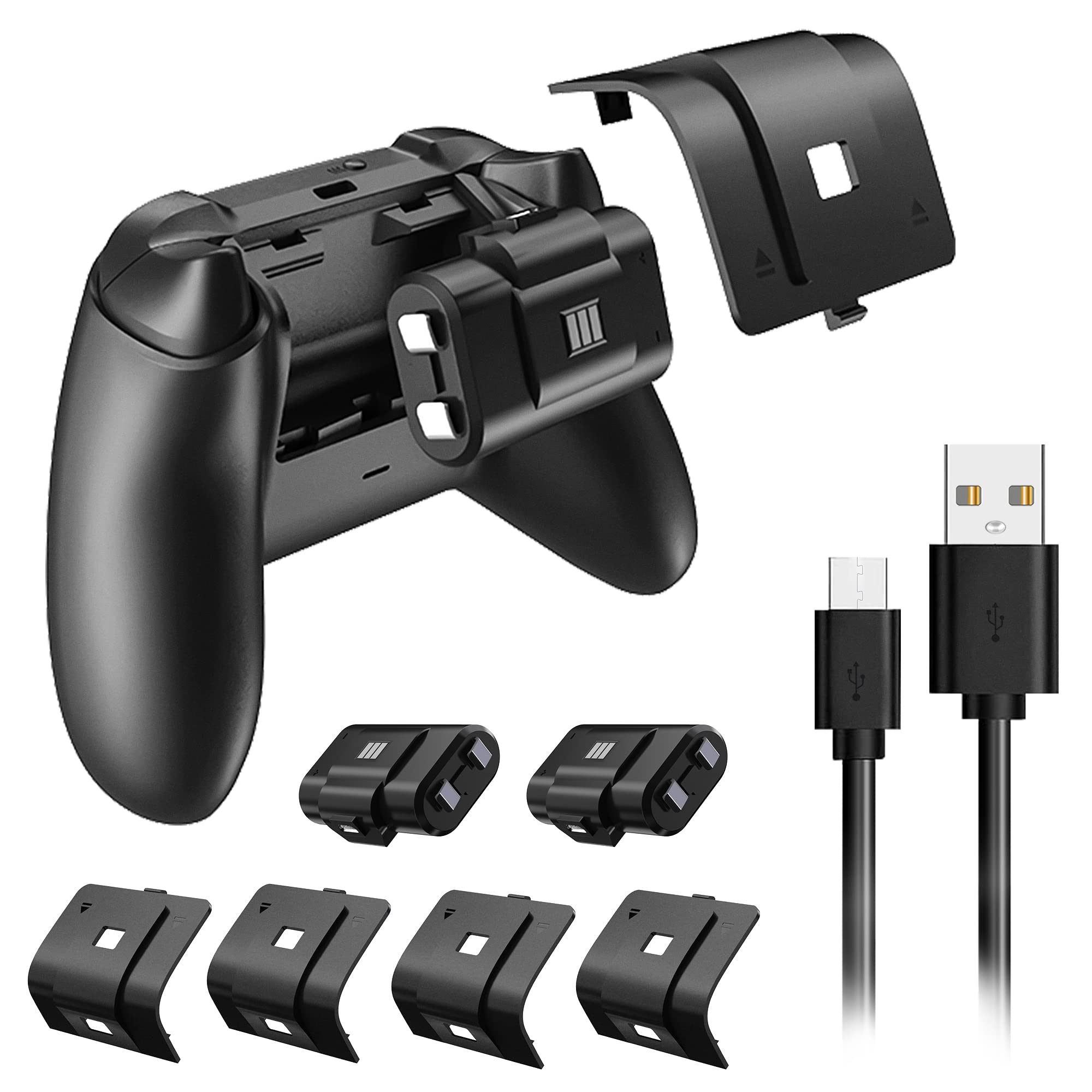BXIZXD Rechargeable Controller Battery Pack for Xbox One S/X/Elite, 2 Pack Rechargeable Battery Pack for Xbox Series X/S Controller with Micro USB Charging Cable and 4 Battery Cover