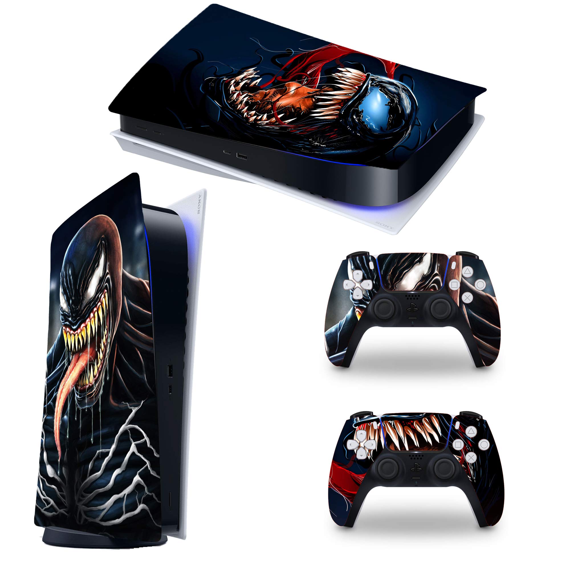 Black Spider PS5 Digital Edition Console and Controller Skin Set - Playstation 5 Digital Edition Vinyl