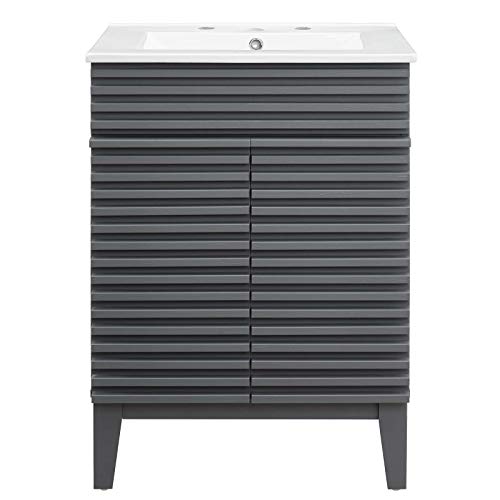 Modway Render Vanity with Sink-Floor, 24 Inch, Gray White