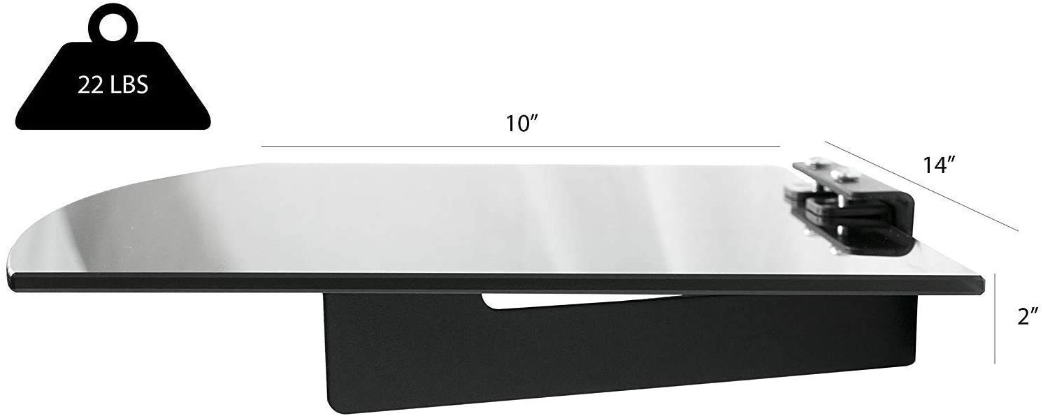 Mount Plus DVD-30X2 2 Pack Floating Wall Mount Tempered Glass Shelf for DVD Player, Audio, Streaming Devices, Gaming Consoles(PS 4, PS 5, Xbox Series X, Xbox 360, Xbox One)