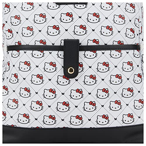 Fast Forward Hello Kitty Allover Leather Backpack - Girls, Boys, Teens, Adults - Officially Licensed Hello Kitty Faux Leather 14 Inch Backpack (White)