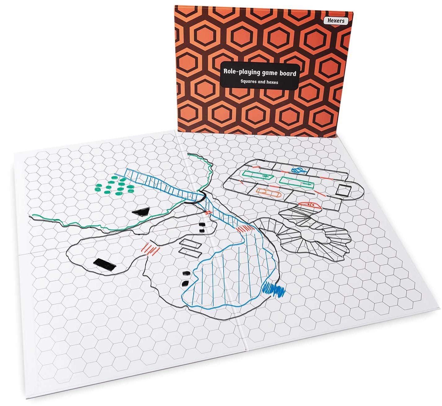 Hexers Lite Role-Playing Game Board RPG Game Mat, Compatible with Dungeons and Dragons DD D&D and Pathfinder 1 inch Squares Dry Erase, RPG Miniatures Mat or Tabletop Role-Playing Dice Map