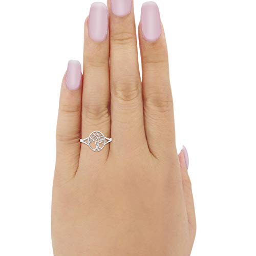 Blue Apple Co. Tree Of Life Ring Oval Split Shank 925 Sterling Silver Size-10