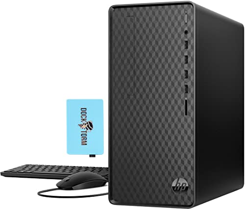 HP Desktop Computer 12th Gen (Intel i3-12100 4-Core, 8GB RAM, 256GB SSD, Intel UHD 730, AC WiFi, BT, 1 HDMI, 4 USB 3.1, Dark Black, Win 11 Home) with Dockztorm Hub