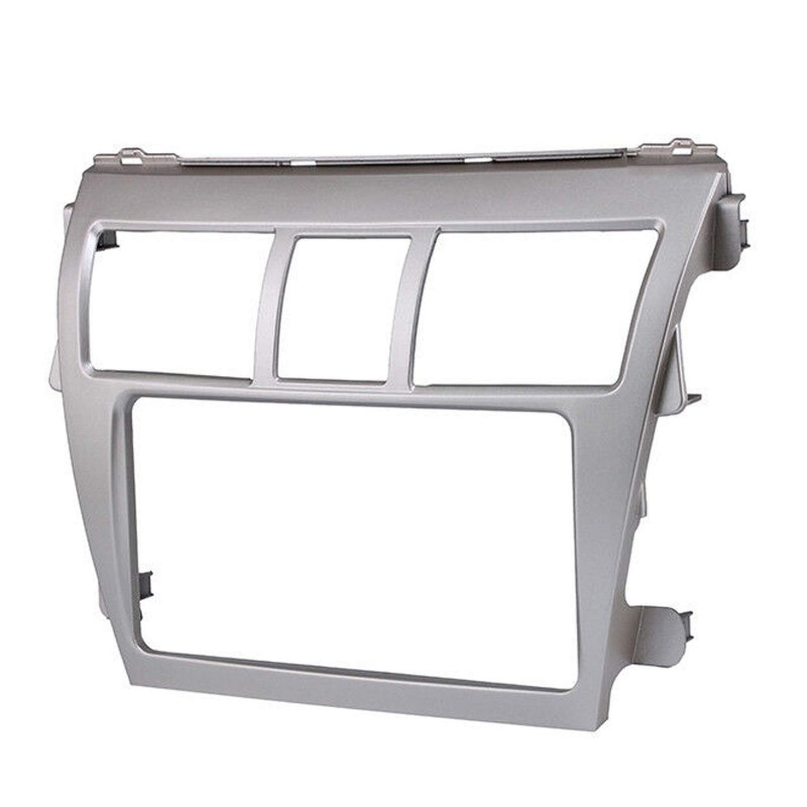 Mhakrl Silver Car Radio Fascia Panel for Toyota Vios Yaris Sedan Belta Radio Frame Radio Stereo Dash Installation Mount Trim Kit Face Plate Audio Panel DVD Navigation Panel Frame 2 Din