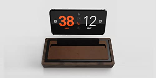 Tempest Deluxe - 2025 Edition - A Luxurious Walnut and Leather Chess Clock/Phone Dock Hybrid. Includes Deluxe Dock Plus Bundled iOS and Android Software (Phone is not Included)