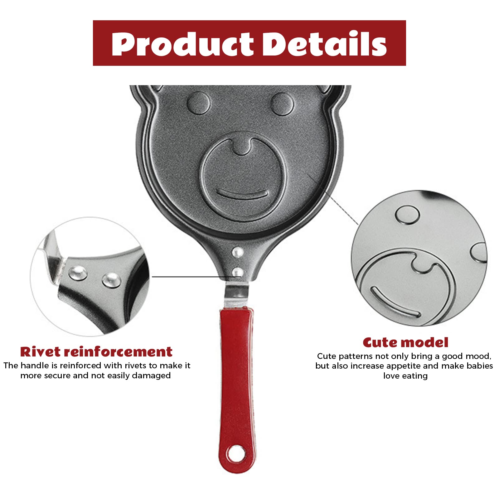 Elvaesther 4pcs Pancake Pans, Pancake Maker, Pancake Shaper for Kids, Cute Breakfast Frying Pans Multipurpose Non-Stick Omelette Pan Egg Frying Pan Mini Egg Pancake Frying Pan