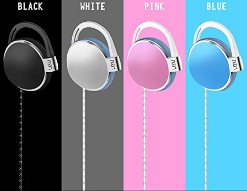 C-YOUNG Clip On Earphones,Over Ear Running Stereophone Headphones for Workout Exercise Gym Compatible for iPhone, Android Mobile Phone, with Microphone and Call Controller Stereo Earphones (Pink)