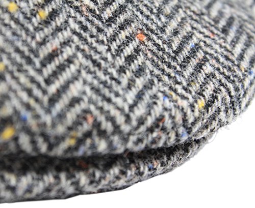 Mucros Weavers Men’s Irish Flat Cap Wool Grey Herringbone Made in Ireland Medium