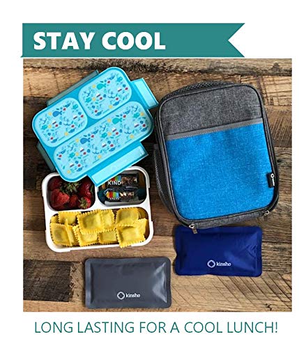 Ice Packs for Lunch Box Bag and Bento Boxes, 4 Pack Set, Reusable and Refreezable Soft Slim Pouches for Kids Boys Adults, Travel, School, Work, Camping, Long Lasting Cold, Flexible | Blue Grey…