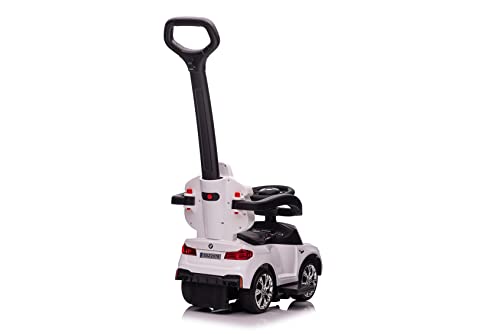 Best Ride On Cars BMW 4 in 1 Battery Powered Push Car, White, Large