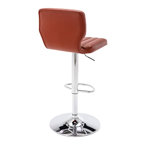 Brage Living Adjustable Bar Stools Set of 2, Modern PU Leather Swivel Barstools with Back, Armless Airlift Counter Height Bar Chairs for Kitchen Dining Pub Cafe (Brick)