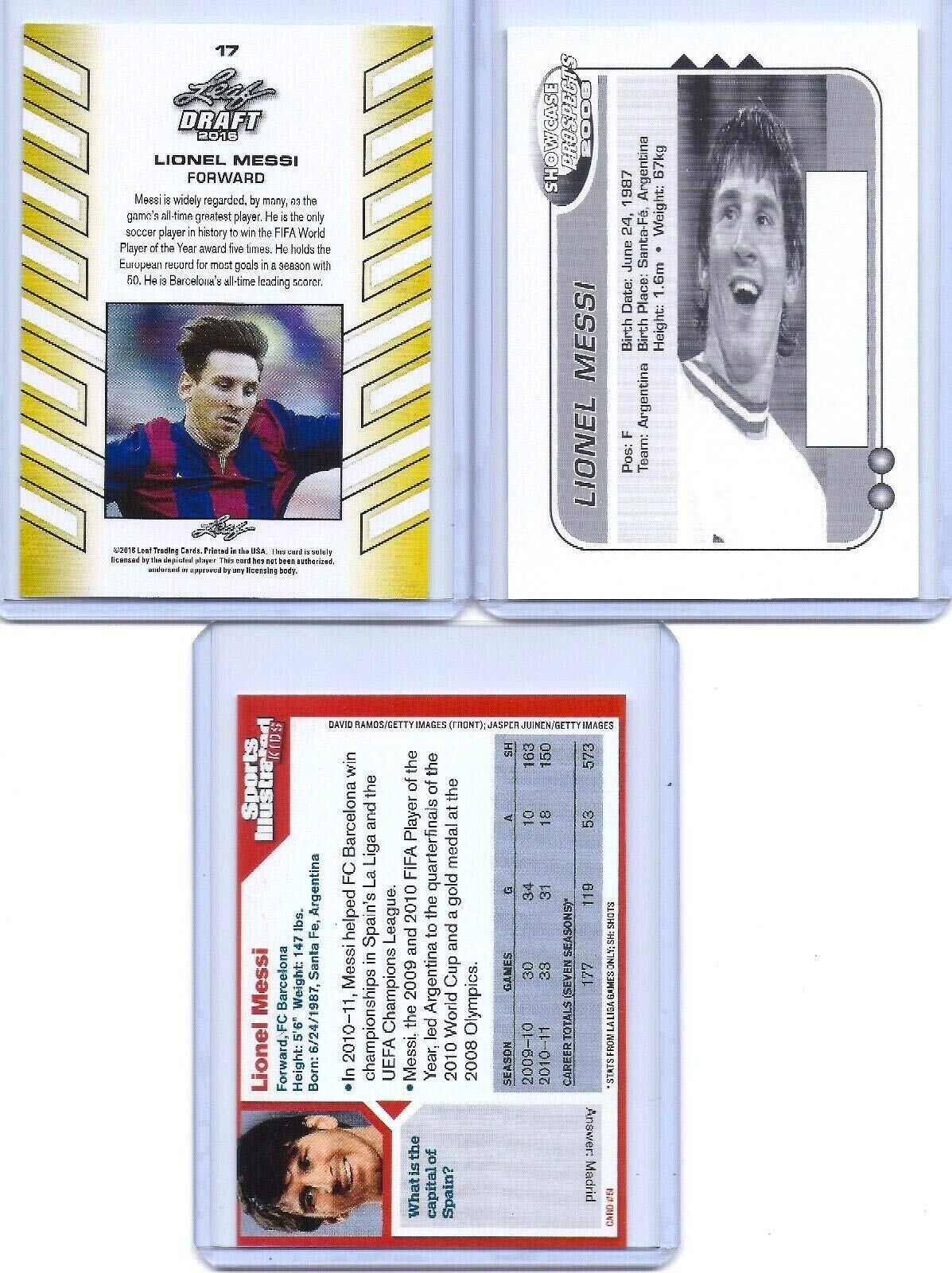 SPORTS ILLUSTRATED 3" Lionel Messi 2006 World Cup Soccer Rookie Card LOT! Rare & Mint!