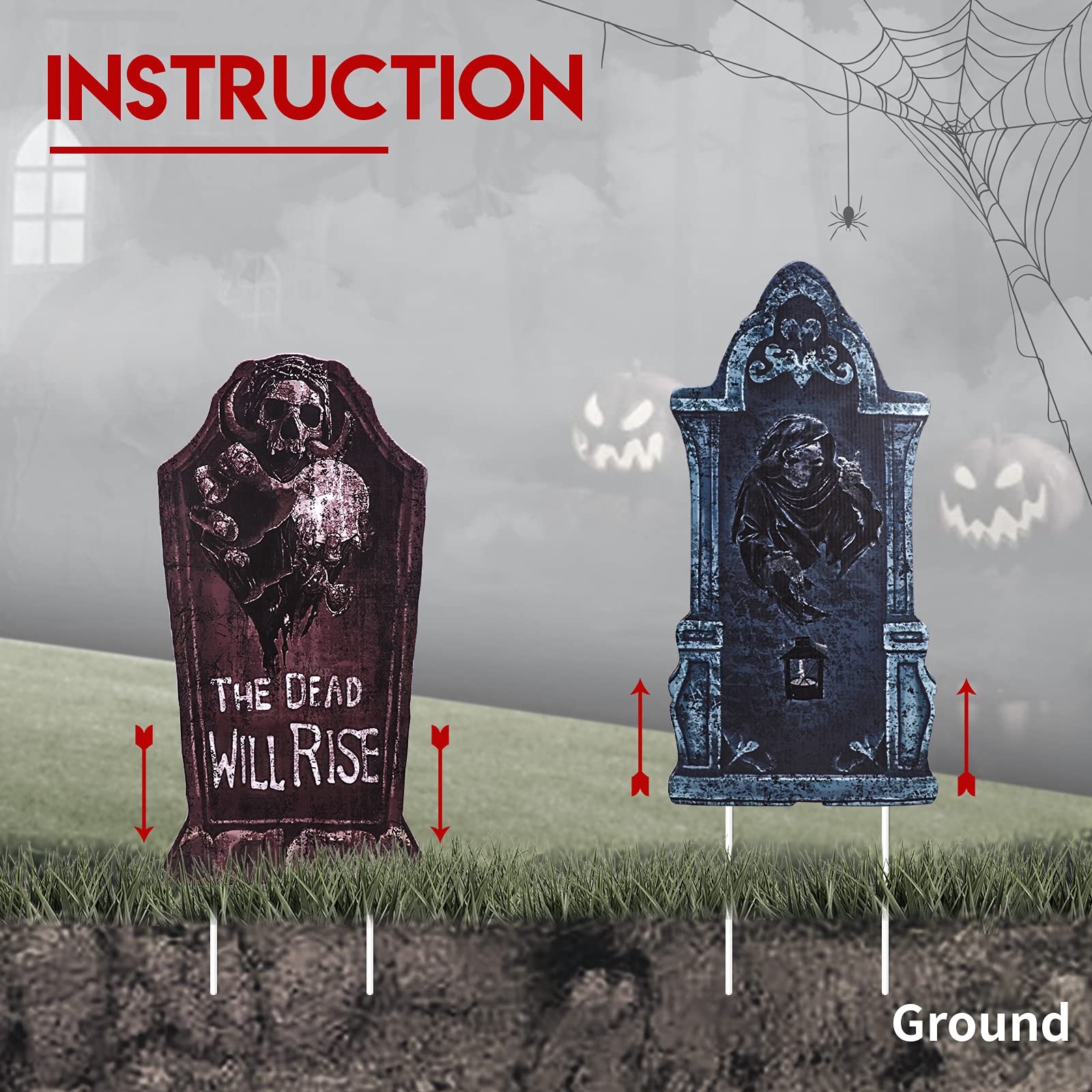 BEAUTLOHAS. Halloween RIP Graveyard Tombstones 6 Pack Yard Stake Signs for Halloween Decorations, Lawn Yard Decorations, Trick or Treating, Halloween Prop (Cross Six)
