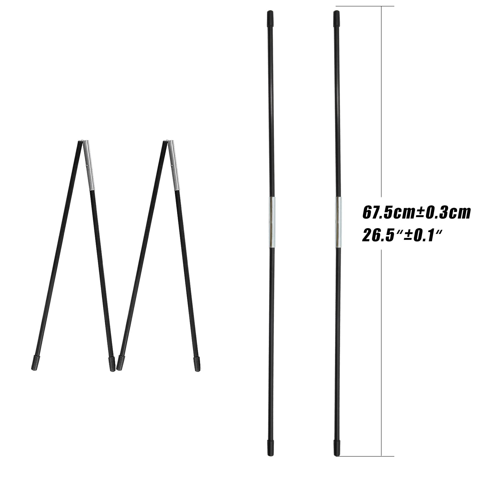 DOKEHOM [4 Pack] 26.5-Inches Fiberglass Rods for Slim Pro 29" and X-Large Pro 29" Laundry Hamper on Wheels (Black)